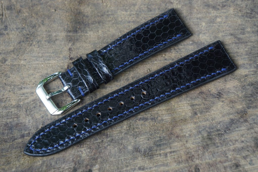 Black Sea Snake Leather Watch Strap | 7Strap