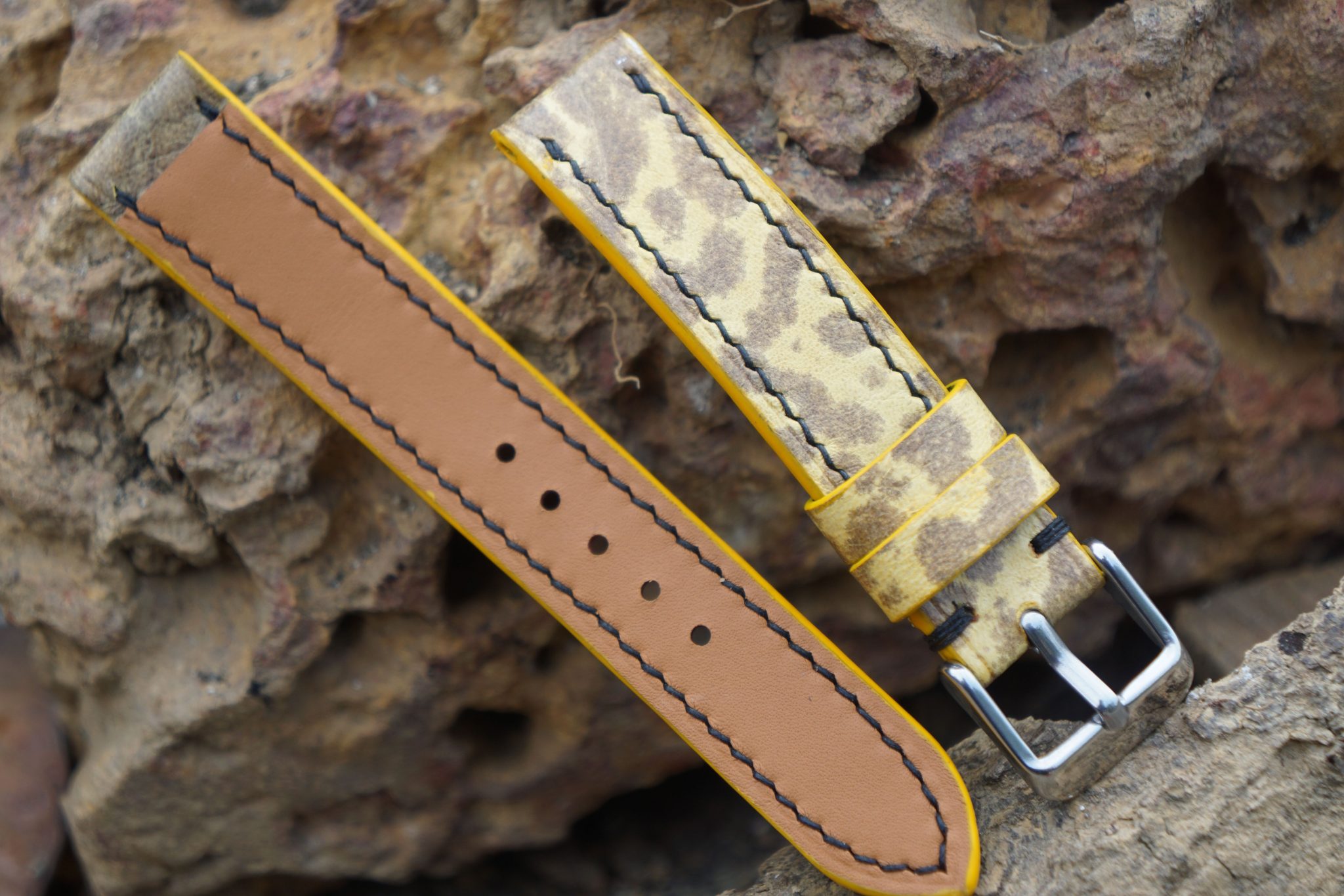Yellow Frog Leather Watch Strap | Unique Leather Watch Strap | 7Strap