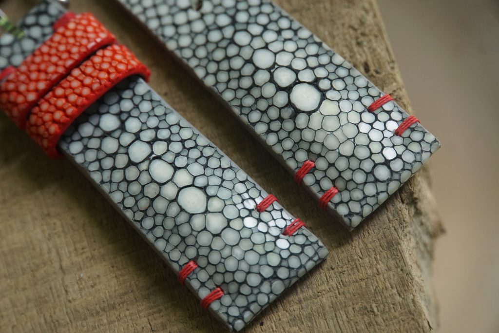 Custom Grey Stingray Double Pearls Leather Watch Strap | 7Strap