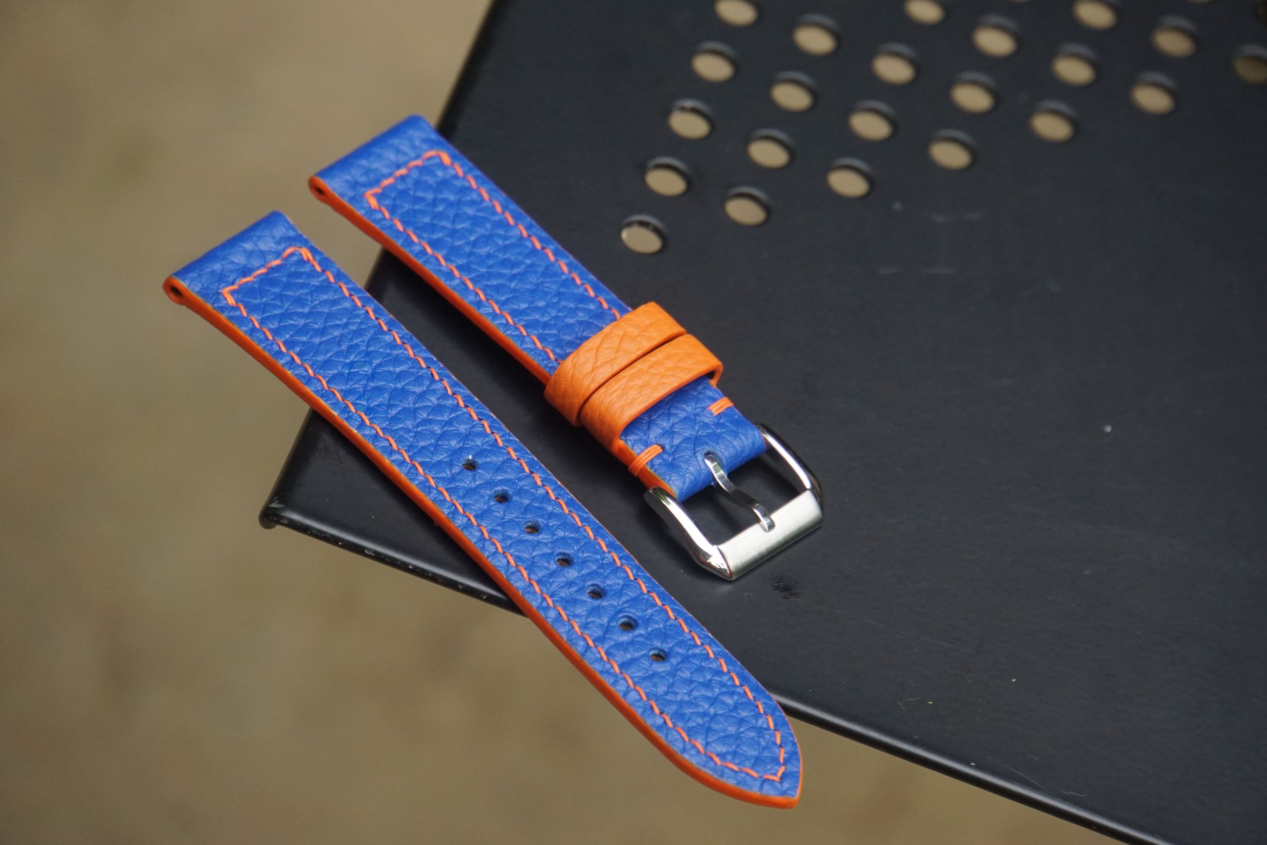 Blue Texture Calf Leather Watch Strap | 7Strap