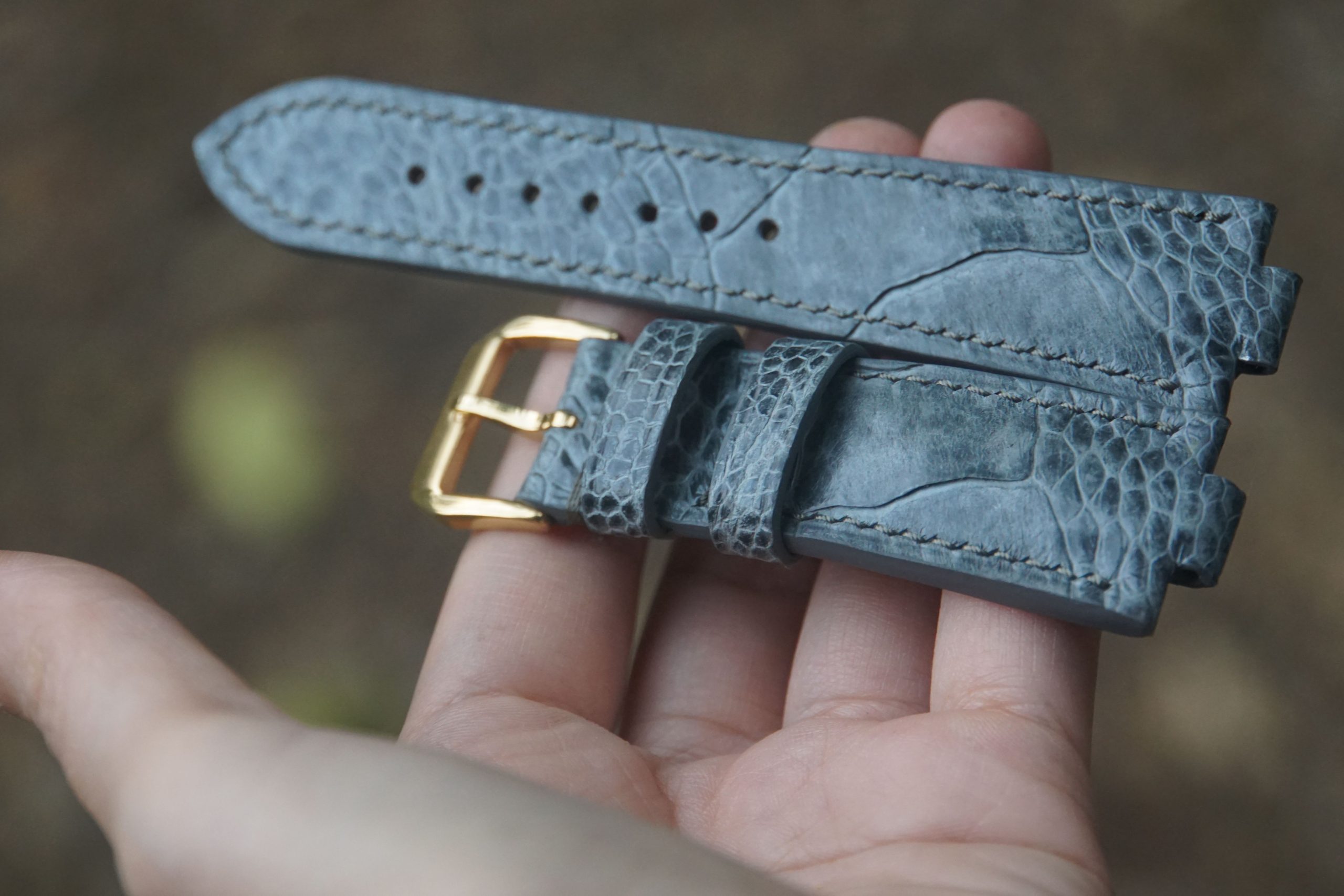 Patina Grey Ostrich Leg Leather Strap For Oris Aquis Watch | 7Strap