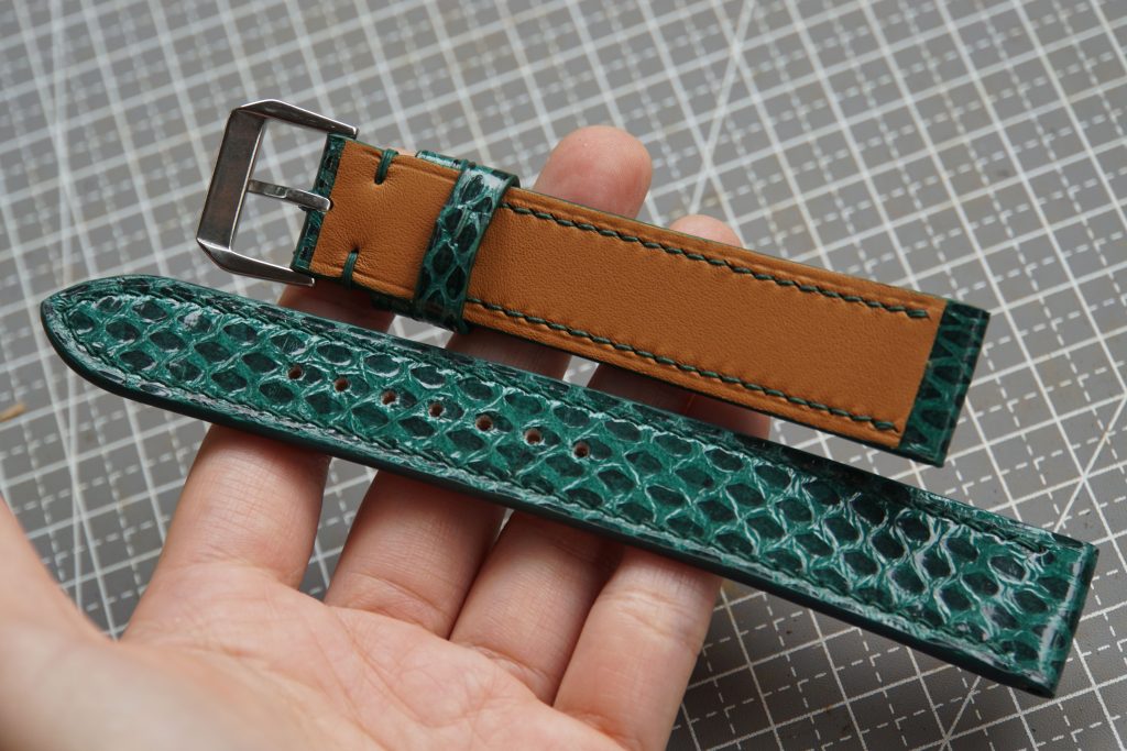 Dark Green Sea Snake Leather Watch Strap | 7Strap