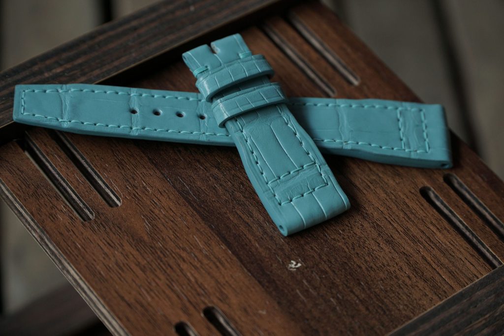 Blue Alligator Leather Pilot Watch Strap | 7Strap