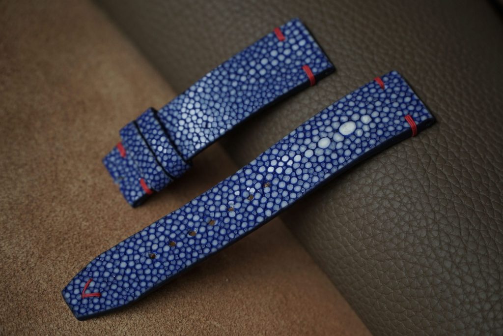 Blue Single Pearl Stingray Leather Watch Strap | 7Strap