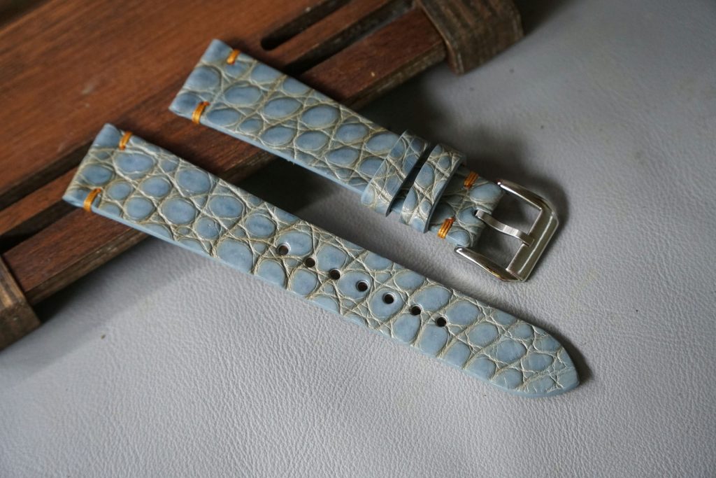 Light Blue Alligator Flank Leather Watch Strap | 7Strap